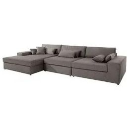 Ecksofa RAUM.ID "Enid L-Form" Sofas Gr. B/H: 360cm x 75cm, Struktur, Ottomane links, grau (taupe) 3 Teile, bestehend aus Modulen, in vielen Bezügen, auch Breitcord