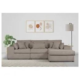 Ecksofa RAUM.ID "Florid L-Form" Sofas Gr. B/H/T: 280cm x 75cm x 162cm, Cord, Ottomane rechts, grau (taupe) 3 Teile, bestehend aus Modulen, viele Bezugsqualitäten, auch in Cord