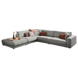 Ecksofa 3C Candy "Enisa II, bequem und komfortabel, großes Familiensofa, L-Form", weiß (silber), B:365cm H:86cm T:322cm, 100% Polyester, Sofas, incl. 3 Flatterkissen, wahlweise mit Flecken-Schutz-Bezug Easy care