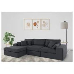 Ecksofa RAUM.ID "Florid L-Form" Sofas Gr. B/H/T: 280cm x 75cm x 162cm, Struktur fein, Ottomane links, grau (anthrazit) 3 Teile, bestehend aus Modulen, viele Bezugsqualitäten, auch in Cord