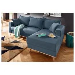 Ecksofa Home Affaire "Edina L-Form" Sofas Gr. B/H/T: 228cm x 83cm x 151cm, Webstoff, Ottomane rechts, blau auch in Baumwollmix-Bezug, im skandinavischem Stol