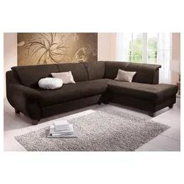 Ecksofa Home Affaire "Yesterday L-Form" Sofas Gr. B/H/T: 254cm x 80cm x 186cm, Microfaser MELROSE, Ottomane rechts, ohne Bettfunktion, braun wahlweise mit Bettfunktion, auch in Cord