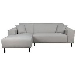 Ecksofa Home Affaire "ARROS L-Form" Sofas Gr. B/H/T: 235cm x 81cm x 163cm, Struktur fein, Recamiere links, grau (hellgrau) incl. loser Zierkissen, Maße BTH: 23516381 cm, auch in Cord