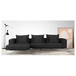 Guido Maria Kretschmer Home & Living Ecksofa GUIDO MARIA KRETSCHMER HOME & LIVING "JANTE L-Form" Sofas Gr. B/H/T: 332cm x 85cm x 175cm, Velours, Recamiere links, grau (anthrazit) wahlweise Recamiere links oder rechts, mit Chromfüßen