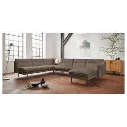 Wohnlandschaft Andas "Nordfyn U-Form" Sofas Gr. B/H/T: 323cm x 81cm x 239cm, NaturLEDER, Recamiere rechts, grau (taupe) edles Design in 3 Bezugsqualitäten, by Morten Georgsen