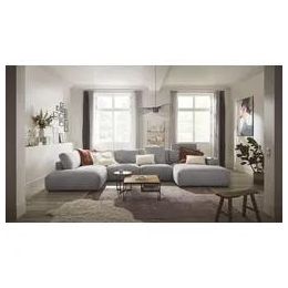 Wohnlandschaft Gallery M BRANDED BY MUSTERRING "Lucia U-Form" Sofas Gr. B/H/T: 434cm x 81cm x 204cm, Cord, Ottomane links, grau Verschiedene Farben, Cord-Bezug, Gesamtbreite 434 cm