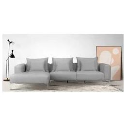 Guido Maria Kretschmer Home & Living Ecksofa GUIDO MARIA KRETSCHMER HOME & LIVING "JANTE L-Form" Sofas Gr. B/H/T: 332cm x 85cm x 175cm, Velours, Recamiere links, grau wahlweise Recamiere links oder rechts, mit Chromfüßen