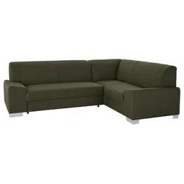 Ecksofa DOMO collection "Anzio L-Form" Sofas Gr. B/H/T: 259cm x 85cm x 191cm, Struktur fein, langer Schenkel links, Ohne Funktion-Mit Federkern, grün (dunkelgrün) Wahlweise mit Bettfunktion und Federkern