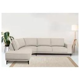 Ecksofa Places of Style "Casina" Sofas Gr. B/H/T: 287cm x 85cm x 239cm, Webstoff, Ottomane links, beige (natural) mit abgerundeter Ottomane, in einem weichen Chenille-Stoff