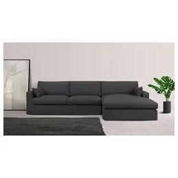 Ecksofa LeGer Home by Lena Gercke "Sölve L-Form" Sofas Gr. B/H/T: 320cm x 86cm x 175cm, Material, Recamiere rechts, grau (anthrazit) mit optischer Husse, weicher Sitzkomfort