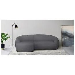 Ecksofa LeGer Home by Lena Gercke "Yani L-Form" Sofas Gr. B/H/T: 255cm x 81cm x 170cm, Bouclé, Recamiere links, grau (dunkelgrau) organische Form, auch in Bouclé