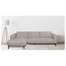 Ecksofa Andas "Nollund, L-Form" Sofas Gr. B/H/T: 246cm x 82cm x 152cm, Struktur-Chenille, Recamiere links, beige mit abgerundeter Recamiere, in weichem Chenille-Stoff