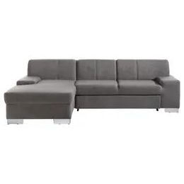 Ecksofa DOMO collection "Star L-Form" Sofas Gr. B/H/T: 248cm x 74cm x 150cm, Microfaser PRIMABELLE, Recamiere links, mit Bettfunktion, grau wahlweise mit Bettfunktion