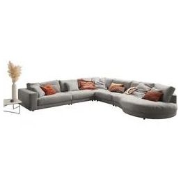 Ecksofa 3C Candy "Enisa II L-Form" Sofas Gr. B/H/T: 225cm x 86cm x 395cm, Samtoptik, langer Schenkel rechts, weiß (silber) incl. 3 Flatterkissen, wahlweise mit Flecken-Schutz-Bezug Easy care