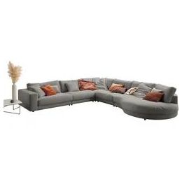 Ecksofa 3C Candy "Enisa II L-Form" Sofas Gr. B/H/T: 225cm x 86cm x 395cm, Flachgewebe, langer Schenkel rechts, grau (anthrazit) incl. 3 Flatterkissen, wahlweise mit Flecken-Schutz-Bezug Easy care