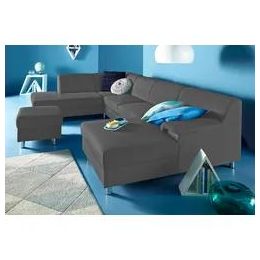 Wohnlandschaft Inosign "Jamie, U-Form" Sofas Gr. B/H/T: 308cm x 72cm x 80cm, Luxus-Kunstleder, Recamiere rechts, ohne Bettfunktion, grau wahlweise mit Bettfunktion