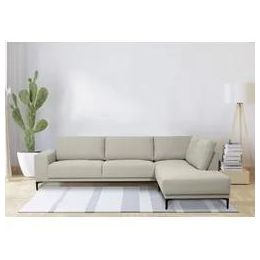 Ecksofa Places of Style "Xander, L-Form" Sofas Gr. B/H/T: 289cm x 85cm x 210cm, Webstoff, Ottomane rechts, beige Breite 289 cm, Webstoff, Soft-Touch Chenille, schwarze Metallfüßen