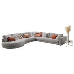 Ecksofa 3C Candy "Enisa II, bequem und komfortabel, Mega Familiensofa, L-Form", grau (light, grau), B:395cm H:86cm T:225cm, 85% Polyester, 15% Viskose, Sofas, incl. 3 Flatterkissen, wahlweise mit Flecken-Schutz-Bezug Easy care