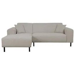 Ecksofa Home Affaire "ARROS L-Form" Sofas Gr. B/H/T: 235cm x 81cm x 163cm, Struktur, Recamiere links, grau (hellgrau) incl. loser Zierkissen, Maße BTH: 23516381 cm, auch in Cord