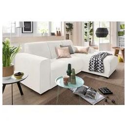 Ecksofa Home Affaire "Langeland L-Form" Sofas Gr. B/H/T: 234cm x 85cm x 163cm, Struktur, Recamiere rechts, beige (creme) incl. 2 Zierkissen, Recamiere wahlweise links oder rechts