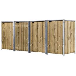 Holz Mülltonnenbox für 4 Mülltonnen 240 Liter Natur 81x279x115 cm - HIDE