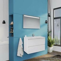 Wandschrank für Badezimmer 80 cm glänzend weiß - Carezza