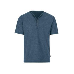 TRIGEMA T-Shirt TRIGEMA T-Shirt mit Knopfleiste DELUXE Baumwolle (1-tlg), blau