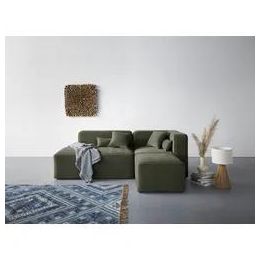 Ecksofa Andas "Sundstrup L-Form" Sofas Gr. B/H/T: 233cm x 76,5cm x 93cm, Samtoptik, Recamiere links, grün Modulserie, individuelle Zusammenstellung