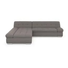 Ecksofa DOMO collection "Mona L-Form" Sofas Gr. B/H/T: 297cm x 80cm x 173cm, Feinstruktur, Recamiere links, ohne Funktion, braun (schlamm) wahlweise mit Bettfunktion