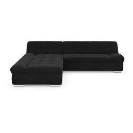 Ecksofa DOMO collection "Mona L-Form" Sofas Gr. B/H/T: 297cm x 80cm x 173cm, Samtoptik, Recamiere links, ohne Funktion, grau (anthrazit) wahlweise mit Bettfunktion