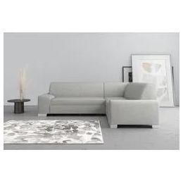 Ecksofa DOMO collection "Anzio L-Form", grau (hellgrau), B:259cm H:85cm T:191cm, Sofas, Wahlweise mit Bettfunktion und Federkern