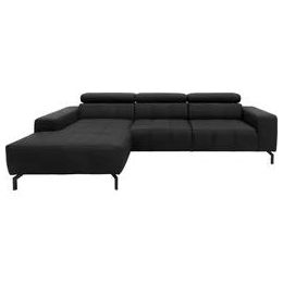 Ecksofa DOMO collection "Cunelli L-Form" Sofas Gr. B/H/T: 292cm x 79cm x 175cm, Luxus-Kunstleder, Longchair links, Mit Kopfteilverstellung, schwarz wahlweise inklusive 6-fach verstellbarer Kopfteilverstellung