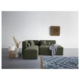 Ecksofa Andas "Sundstrup L-Form" Sofas Gr. B/H/T: 233cm x 76,5cm x 93cm, Samtoptik, Recamiere rechts, grün Modulserie, individuelle Zusammenstellung