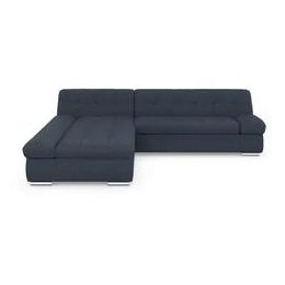 Ecksofa DOMO collection "Mona L-Form" Sofas Gr. B/H/T: 297cm x 80cm x 173cm, Feinstruktur, Recamiere links, ohne Funktion, blau (blaugrau) wahlweise mit Bettfunktion