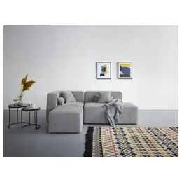 Ecksofa Andas "Sundstrup L-Form" Sofas Gr. B/H/T: 233cm x 76,5cm x 93cm, Struktur weich, Recamiere links, grau Modulserie, individuelle Zusammenstellung