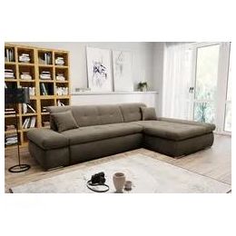 Ecksofa DOMO collection "Moric B/T/H 300/172/80 cm, auch in Cord, L-Form" Sofas Gr. B/H/T: 300cm x 80cm x 172cm, Cord, Recamiere rechts, ohne Funktion, braun (schlamm) XXL-Format, wahlweise auch mit Bettfunktion und Armverstellung