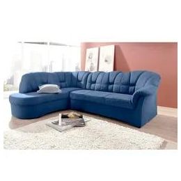 Ecksofa DOMO collection "Papenburg L-Form" Sofas Gr. B/H/T: 241cm x 84cm x 178cm, Microfaser PRIMABELLE, Ottomane links, ohne Bettfunktion, blau mit Ottomane, wahlweise Bettfunktion