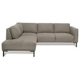 Ecksofa OTTO products "Fillin, L-Form" Sofas Gr. B/H/T: 247cm x 82cm x 205cm, Chenille, Ottomane links, braun (cappuccino) Struktur hergestellt aus recycelten PET-Flaschen und im Leinen-Mix