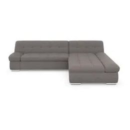 Ecksofa DOMO collection "Mona L-Form" Sofas Gr. B/H/T: 297cm x 80cm x 173cm, Feinstruktur, Recamiere rechts, ohne Funktion, braun (schlamm) wahlweise mit Bettfunktion