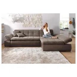 Ecksofa DOMO collection "Moric B/T/H 300/172/80 cm, auch in Cord, L-Form" Sofas Gr. B/H/T: 300cm x 80cm x 172cm, Kunstleder SOFTLUX-Struktur, Recamiere rechts, mit Bettfunktion-mit Armlehnenverstellung, braun (espresso/beige-braun) XXL-Format, wahlweise auch mit Bettfunktion und Armverstellung