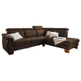 Ecksofa Home Affaire "Konstanz L-Form" Sofas Gr. B/H/T: 280 cm x 92 cm x 232 cm, Luxus-Microfaser Lederoptik, Recamiere rechts, mit motorischer Relaxfunktion, braun (espresso) mit vollmotorischer Relaxfunktion; incl. Kopfteilverstellung