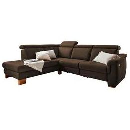 Ecksofa Home Affaire "Konstanz L-Form" Sofas Gr. B/H/T: 280 cm x 92 cm x 232 cm, Luxus-Microfaser Lederoptik, Recamiere links, mit motorischer Relaxfunktion, braun (espresso) mit vollmotorischer Relaxfunktion; incl. Kopfteilverstellung