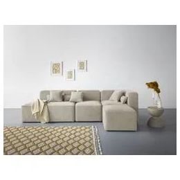 Ecksofa Andas "Sundstrup L-Form" Sofas Gr. B/H/T: 303cm x 76,5cm x 93cm, Struktur weich, Recamiere links, grau (taupe) Modulserie, individuelle Zusammenstellung