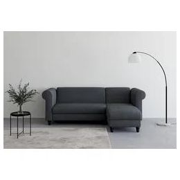 Ecksofa DOREL HOME "Felix II, L-Form, Schlafsofa 241cm (Liegefl. 108/195 cm)" Sofas Gr. B/H/T: 241cm x 83cm x 154cm, Cord, Ohne Knöpfe, grau (anthrazit) verstellb. Rückenlehne, Recamiere wechselbar, Cord