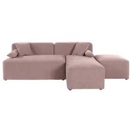 Ecksofa Andas "Sundstrup L-Form" Sofas Gr. B/H/T: 220cm x 76,5cm x 153cm, Samtoptik, Ottomane rechts, rosa Modulserie, individuelle Zusammenstellung