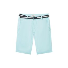 Tom Tailor Herren Slim Chino Shorts mit Gürtel, blau, Uni, Gr. 28