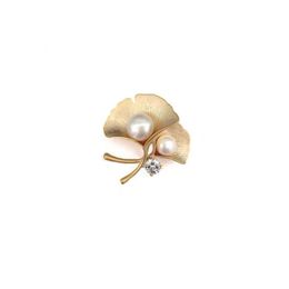 AUKUU Brosche Exquisite Exquisite Ginkgo Blatt Brosche Perlen Corsage Anti