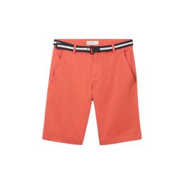 Tom Tailor Herren Slim Chino Shorts mit Gürtel, rot, Uni, Gr. 30