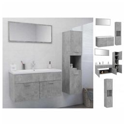 vidaXL Badezimmer-Set Badmöbel-Set Betongrau Spanplatte Badezimmer Waschbecken Schränke