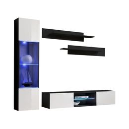 JVmoebel Wohnzimmer-Set Moderne Design Wohnwand Hänge Vitrine TV-Ständer Wand Regale Luxus